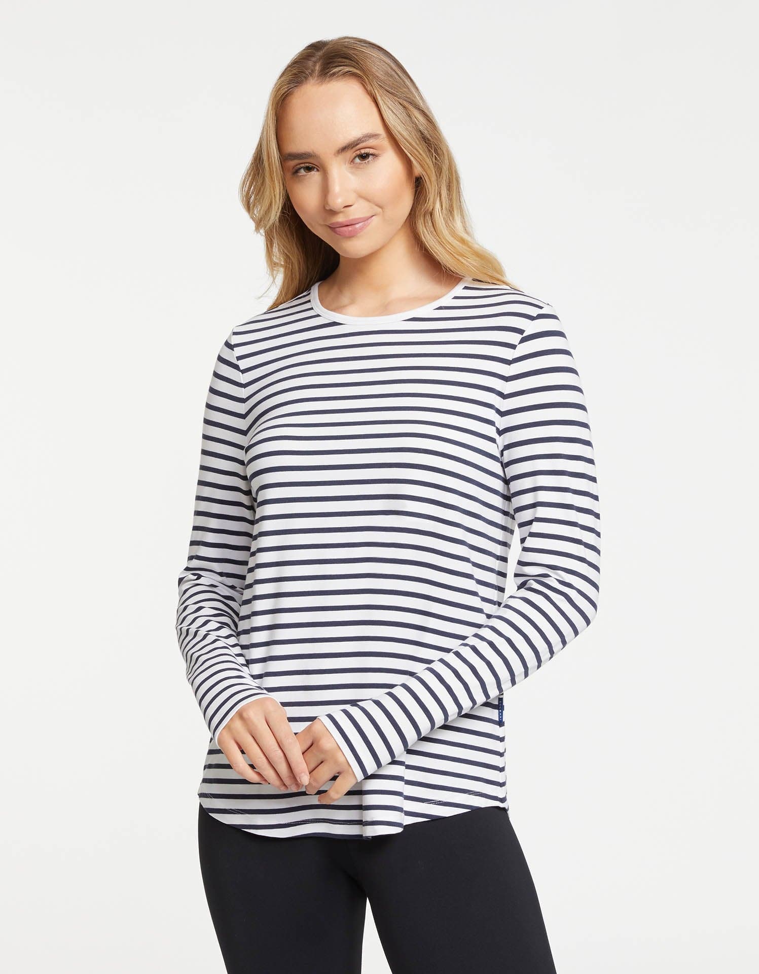Striped Loose Fit Long Sleeve Swing Top UPF 50+ For Women | Solbari – Solbari Australia